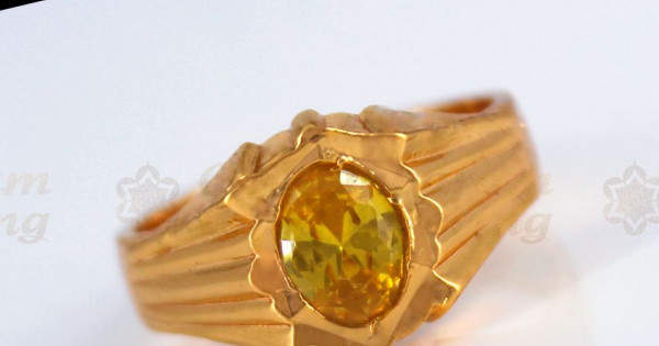 Rasi Kal Mothiram Mens Fashion Impon Gold Yellow Stone Finger Rings FR1176
