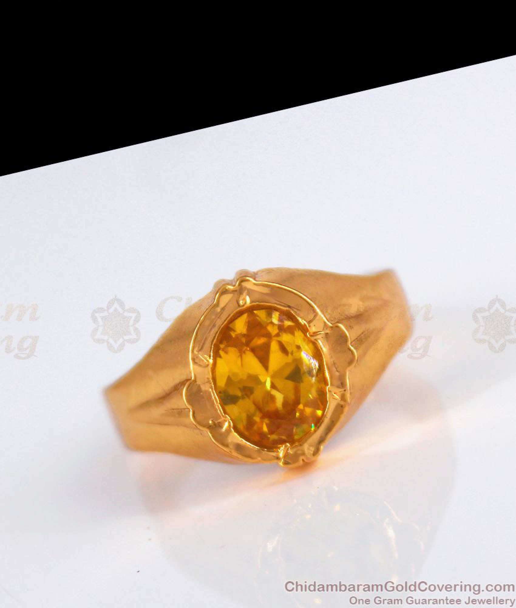 Rasi Kal Mothiram Big Original Impon Gold Finger Ring With Yellow Stone ...