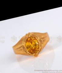 Rasi Kal Mothiram Big Original Impon Gold Finger Ring With Yellow Stone ...