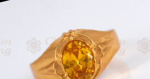 Rasi Kal Mothiram Big Original Impon Gold Finger Ring With Yellow Stone ...