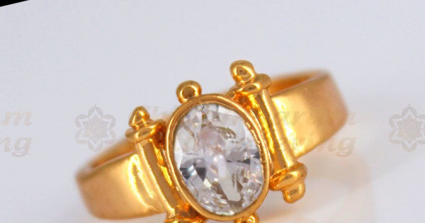 Lucky Stone Finger Rings Daily Wear Impon Gold Ring With White Stone FR1187