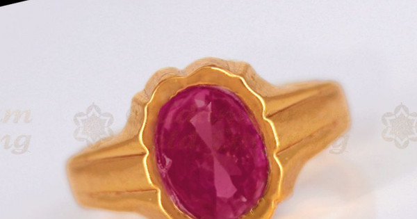 Rasi Kal Mothiram Ruby Stone Original Impon Gold Rings Daily Wear FR1189