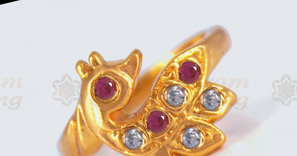 Peacock Design Ruby White Stone Impon Finger Ring FR1219