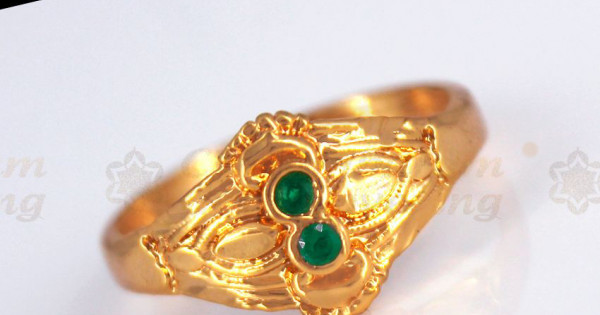 Elegant Emerald Stone Impon Gold Finger Ring Designs FR1226