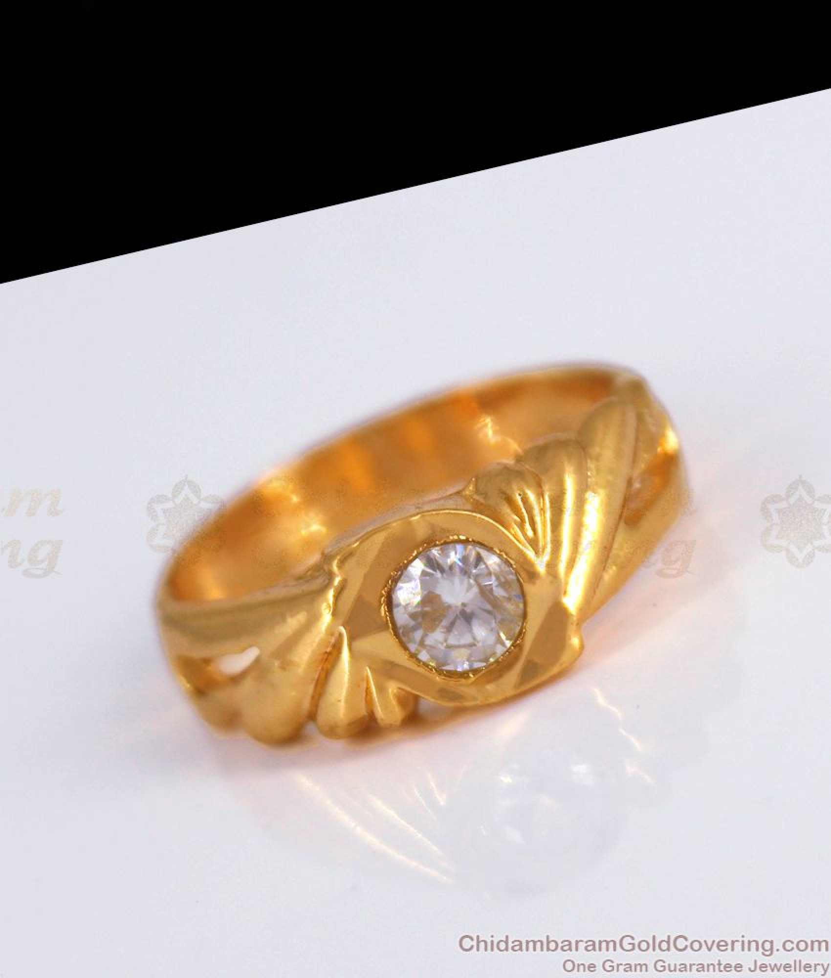 White Stone Pure Impon Gold Finger Rings Daily Use FR1238