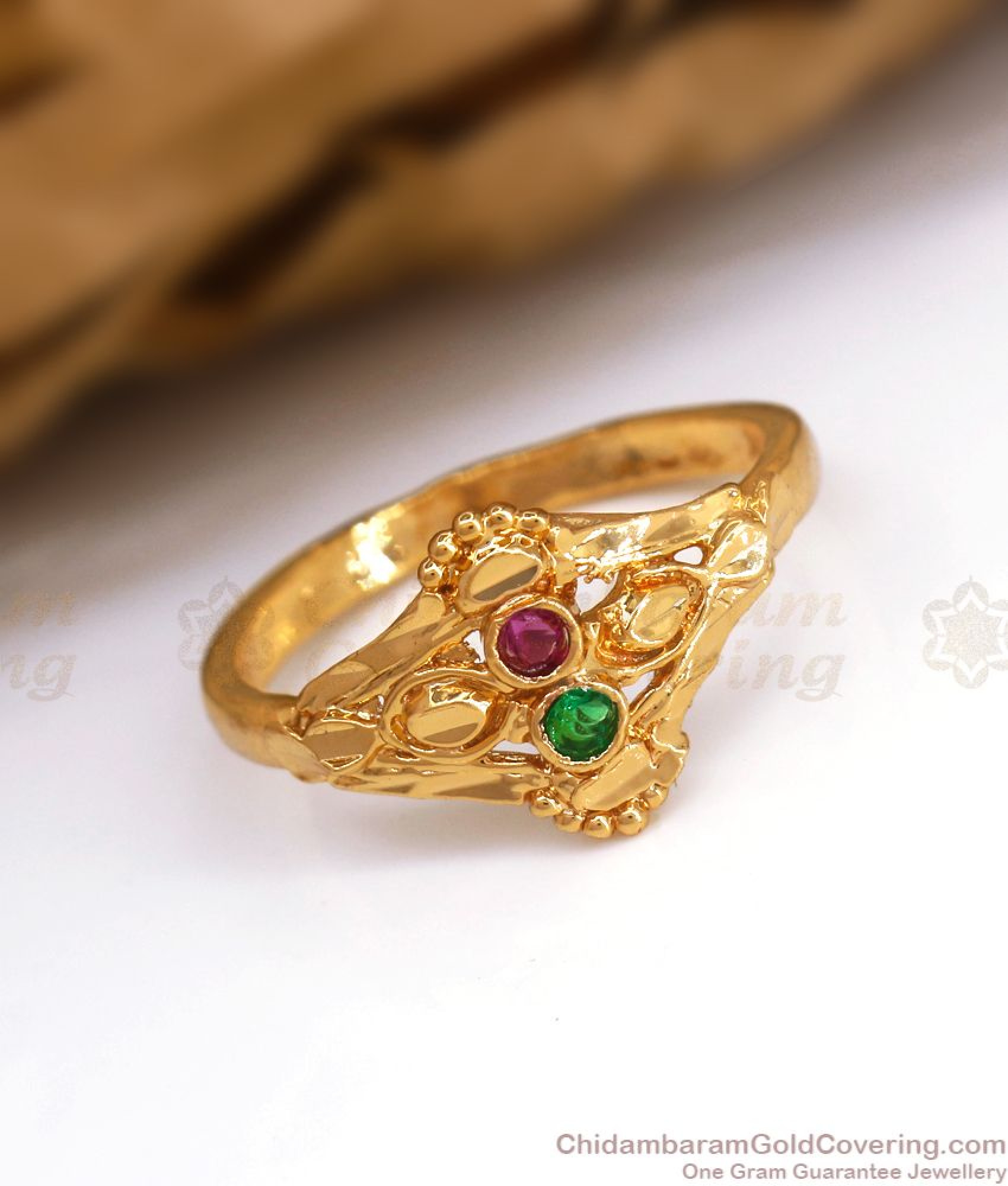 Buy Impon Finger Ring Design With Ruby Green Stone FR1293