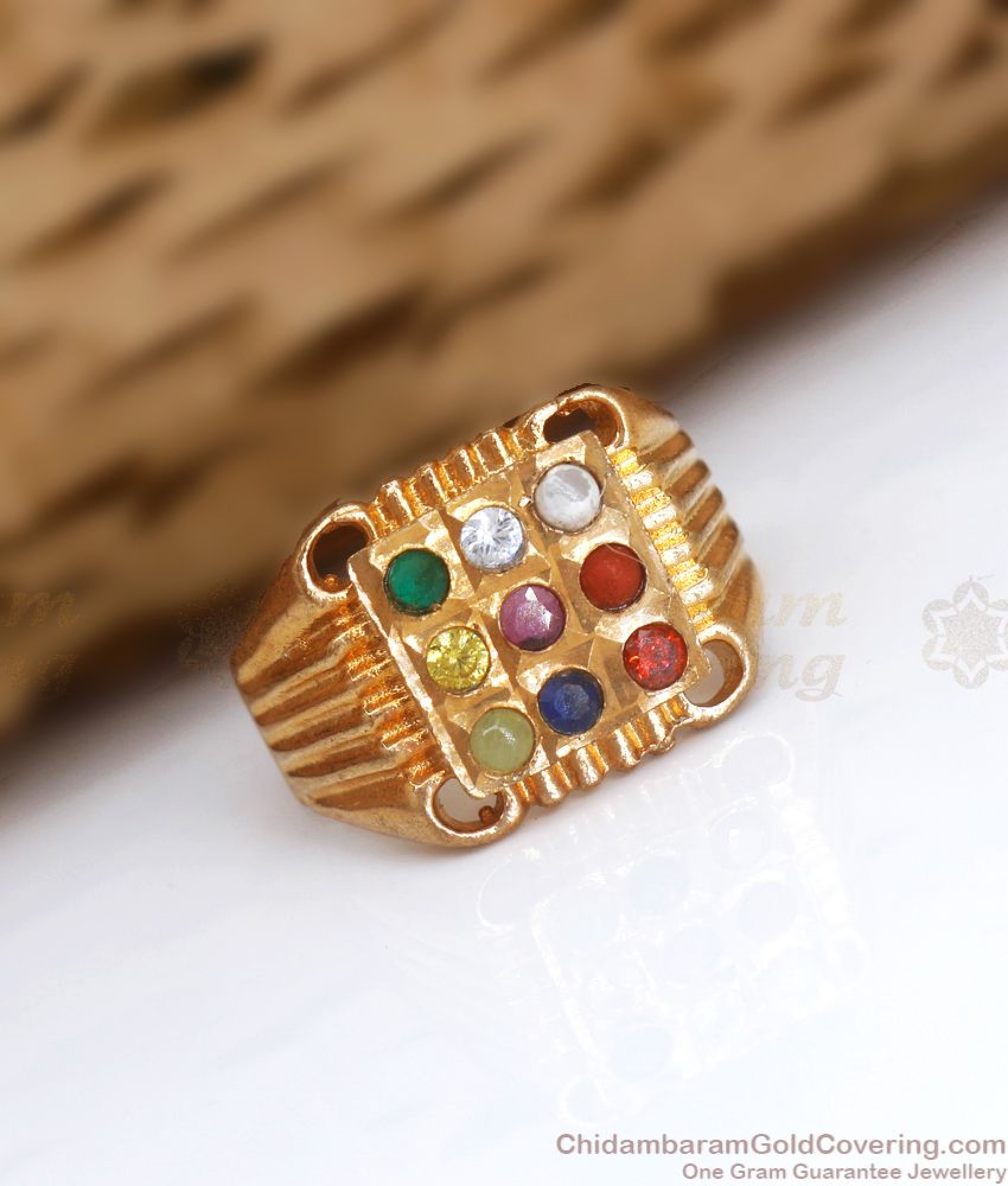 Matt Finsih Navaratnam Finger Ring Pure Impon Plated Jewelry FR1312