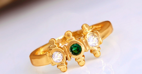 Regular Use Impon Panchaloga Ring With Emerald White Stone FR1554