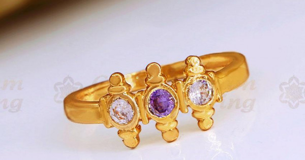 New Amethyst White Stone Diamond Ring 5 Metal Jewellery FR1573