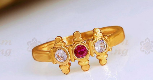 Simple Ruby Stone Design Impon Finger Rings For Women FR1575