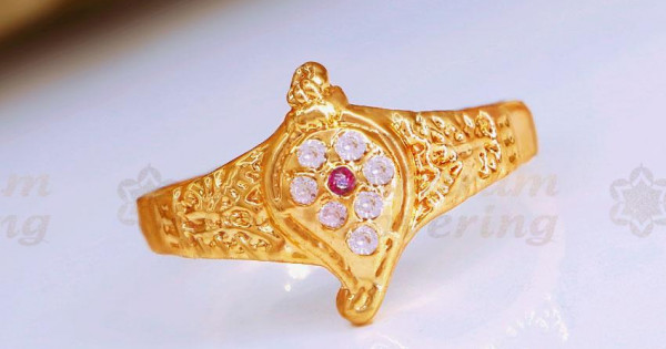 Real Gold Design Ruby Stone Finger Ring Mango Design FR1579