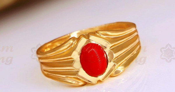 Traditional Coral Stone Impon Ring For Everyday Wear FR1580