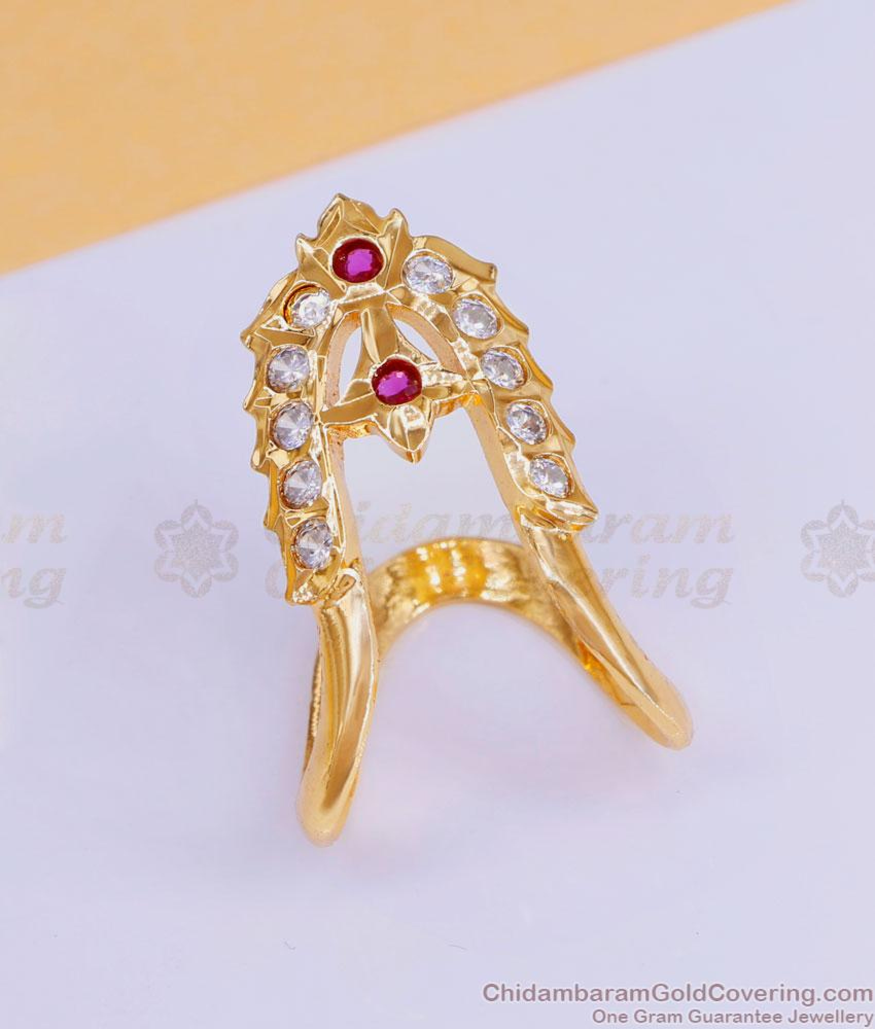 Simple Gold Design Impon Stone Vanki Ring Collection For Women FR1591