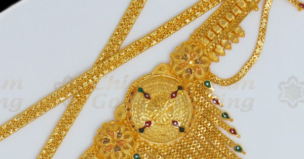 Enamel Design Two Gram Gold Forming Gold Design Hip Chain Ottiyanam HC1003