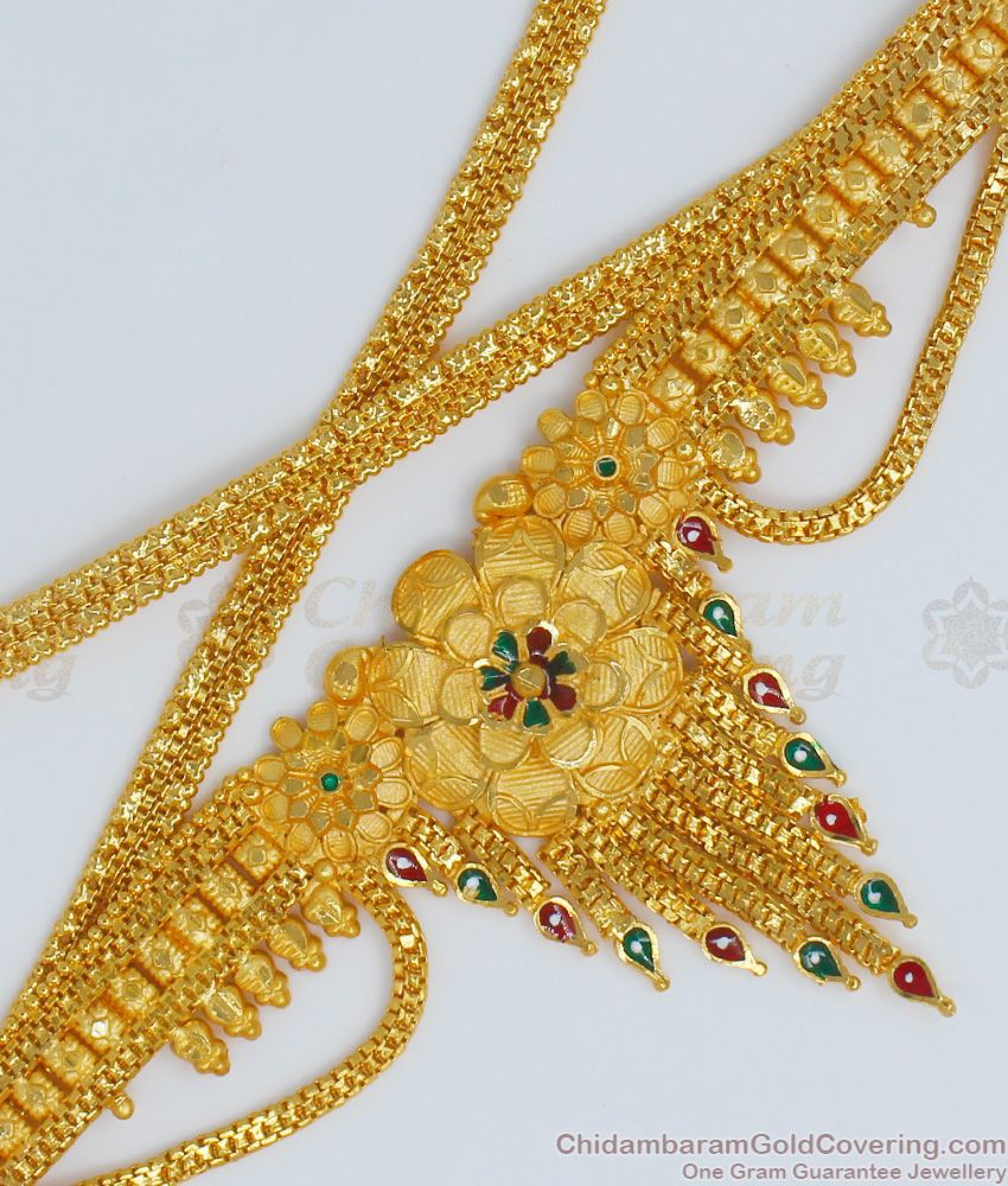 Enamel Kamarband Two Gram Gold Forming Gold Design Hip Chain Ottiyanam ...