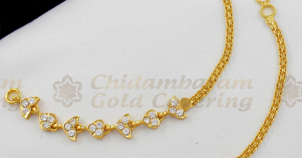 Real Gold Traditional Impon White Stone Suthu Maatal Design For Ladies ...