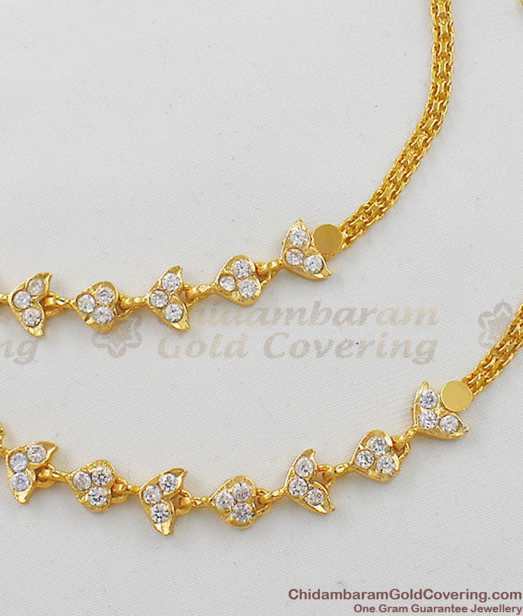 Real Gold Traditional Impon White Stone Suthu Maatal Design For Ladies ...