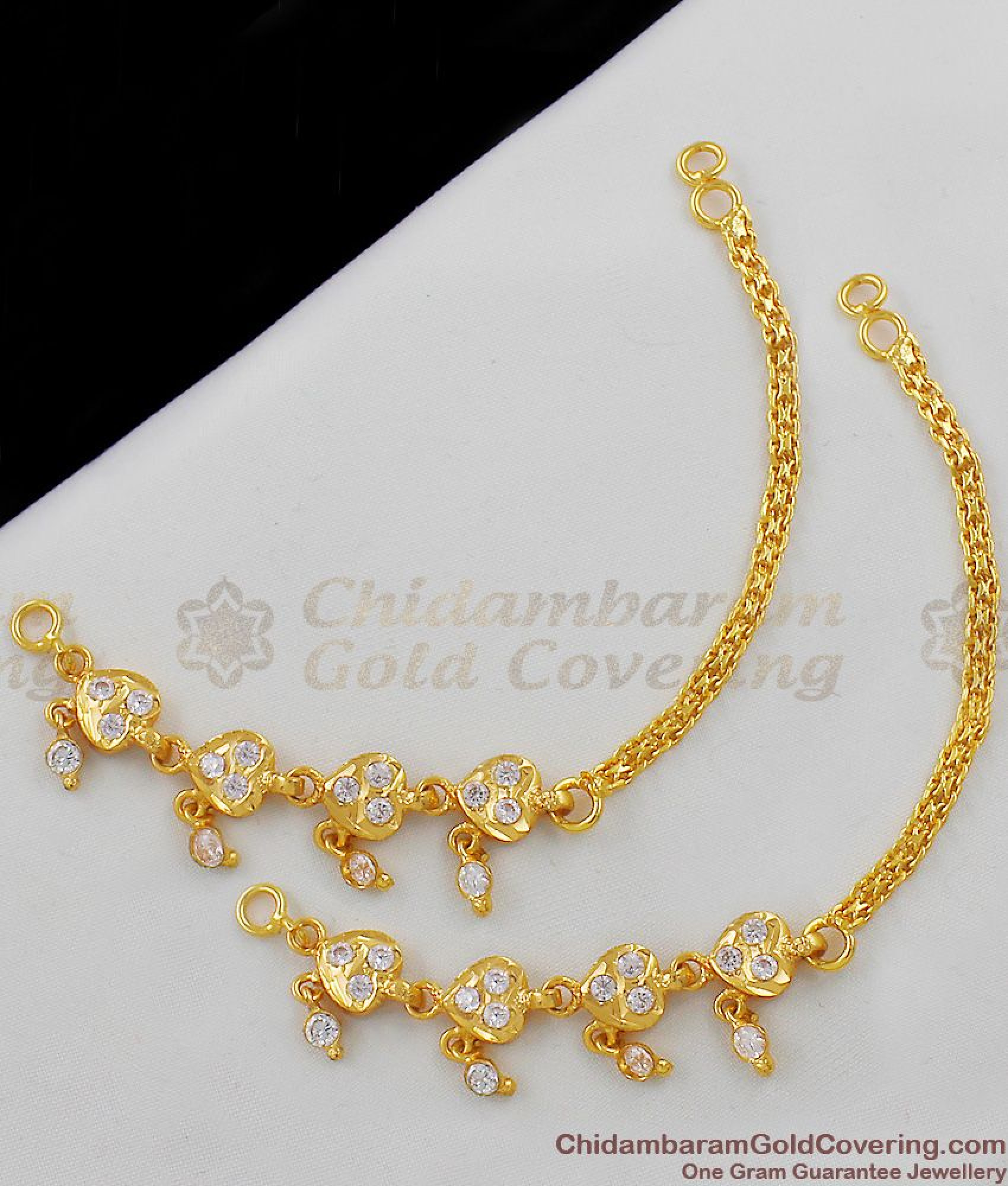 Beautiful Full Heart Shaped Gold Five Metal White Stone Maatal With ...