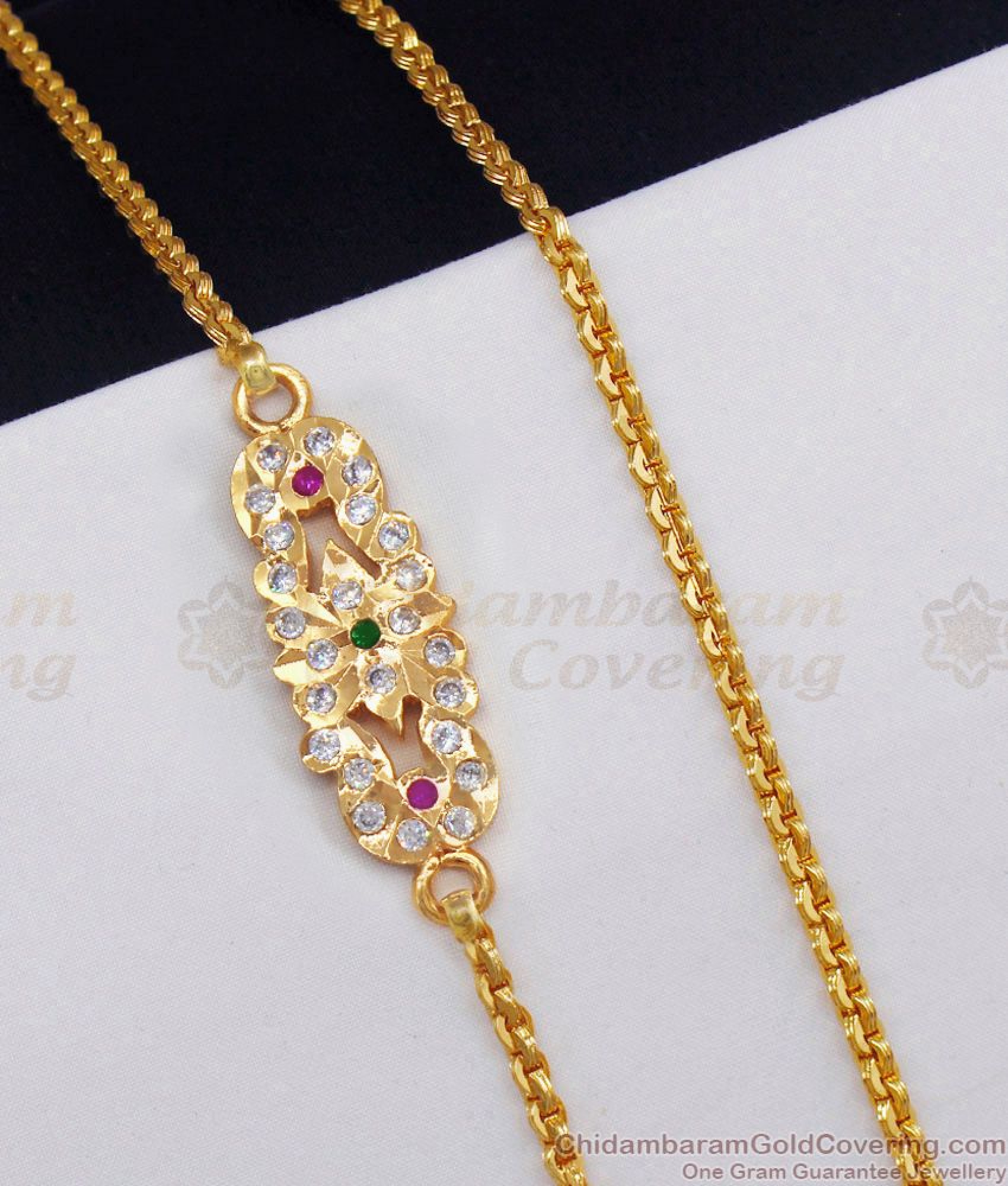 Buy Single Line Impon Mugappu Multi Stone Thali Chain MCH1080