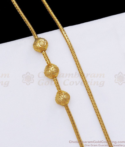 Buy 30 inches Long Pure Gold Plated Mugappu Side Pendant Semi Polished ...