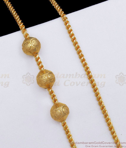 Traditional Gold Plated Mugappu Three Ball Side Pendant Design MCH1127