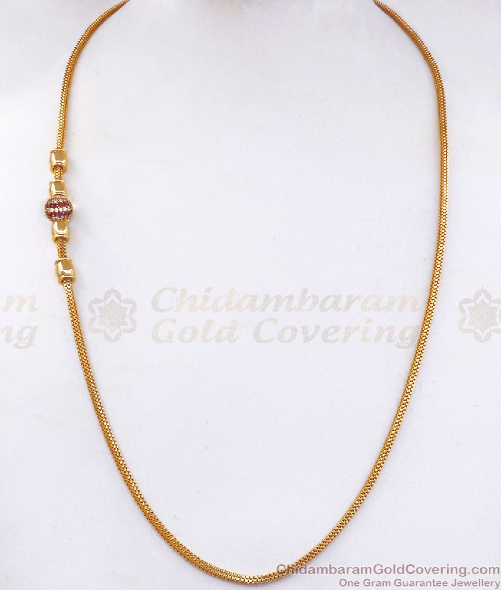 Real Gold Design Small Ball Type Gold Imitation Muggapu Ruby White ...