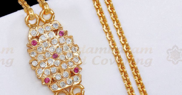 Retta Patai Two Line Impon Gold Mugappu Side Pendant Chain Shop Online ...
