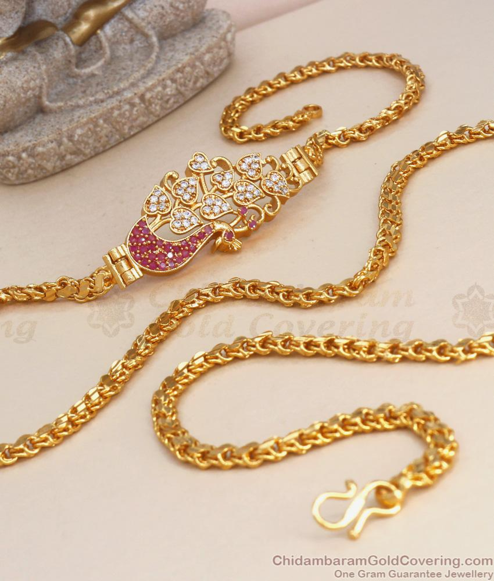 Beautiful Peacock Mugappu 1 Gram Gold Side Pendant Chain Shop Online ...