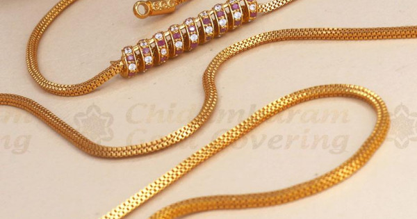 Spiral Ruby White Stone Gold Mugappu Thali Chain Shop Online MCH1234