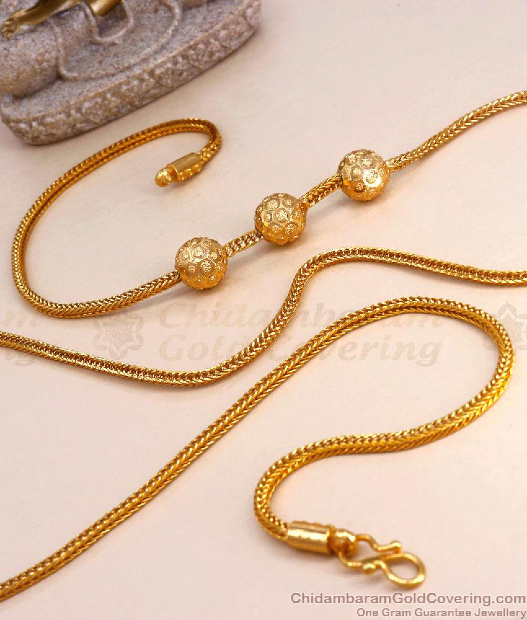 30 Inch Long 1 Gram Gold Side Pendant Plain Ball Mopu Chain Collections ...