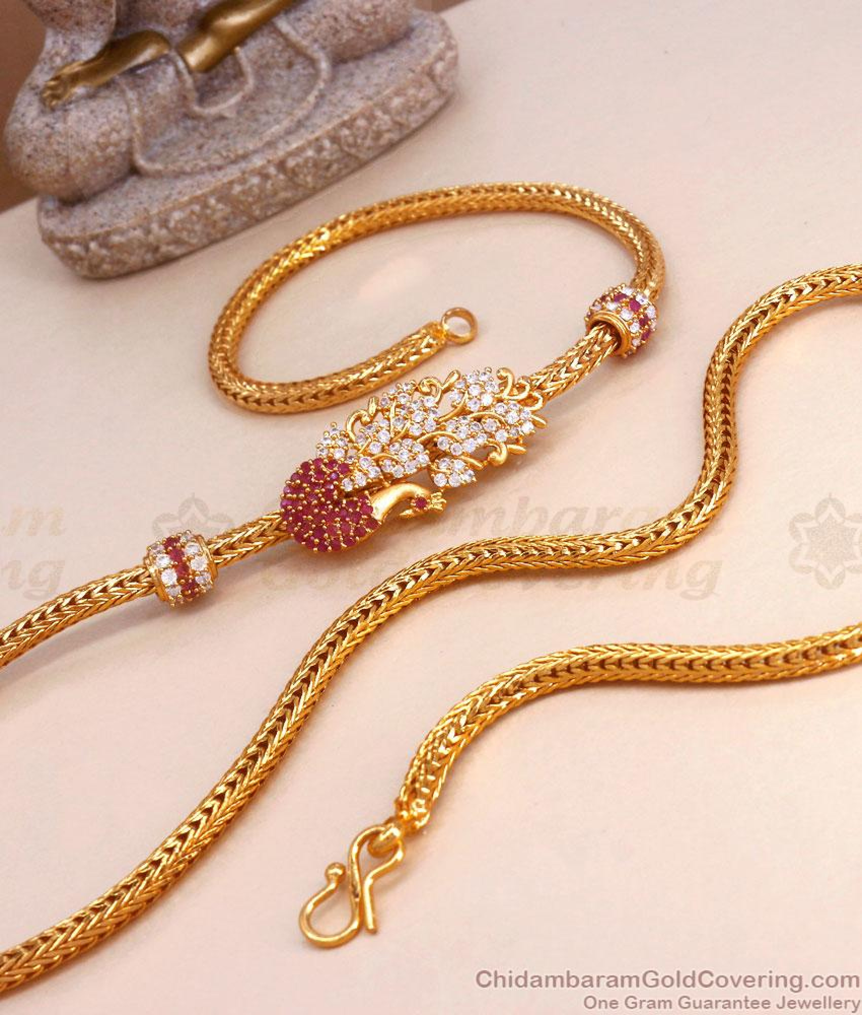 Thick Kodi Chain Peacock Design Gold Mugappu Daily Wear Jewelry ...