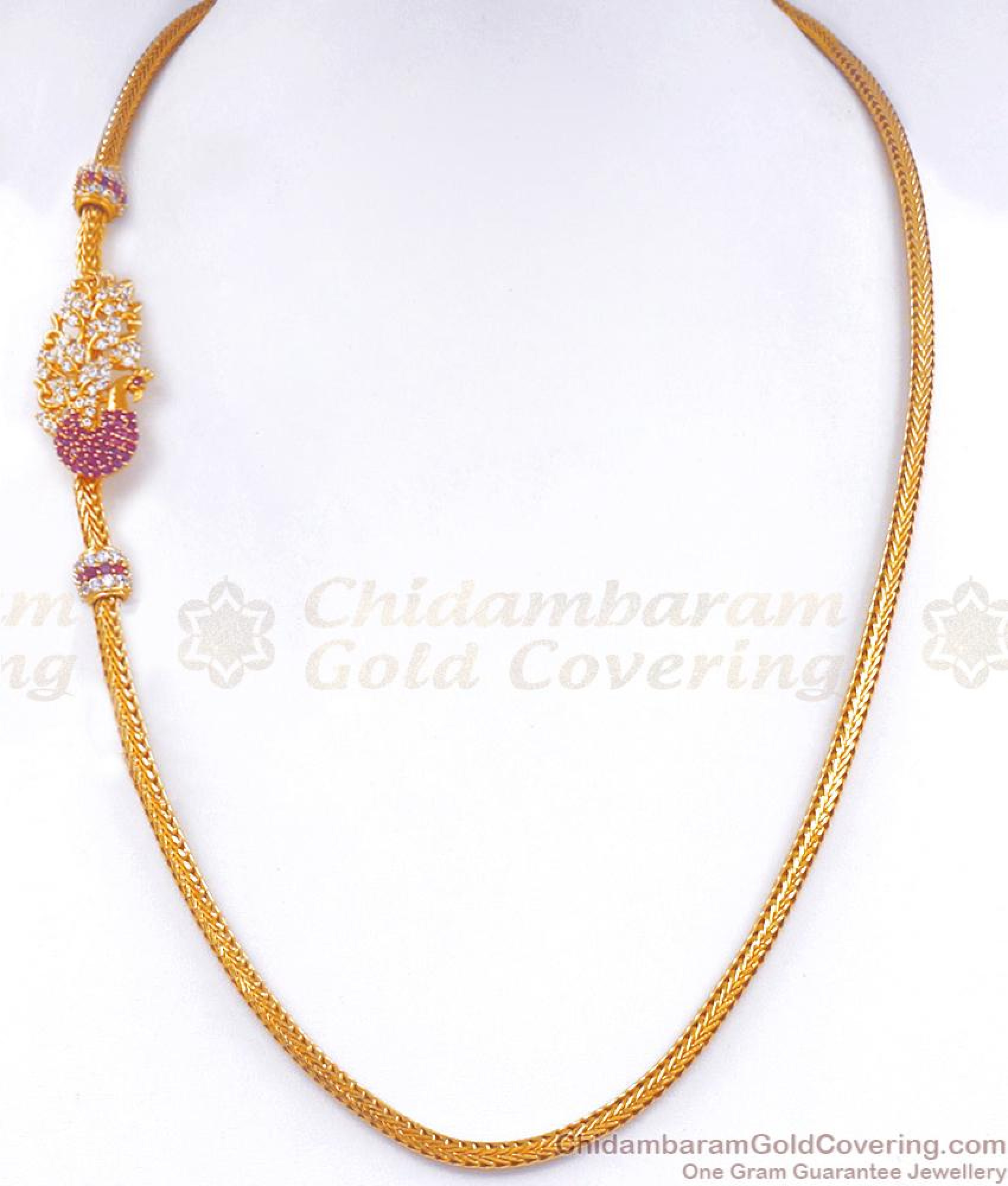 Thick Kodi Chain Peacock Design Gold Mugappu Daily Wear Jewelry ...