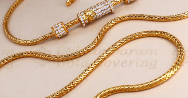 Traditional Gold Plated Mopu Thali Chain Side Pendant AD Stone ...