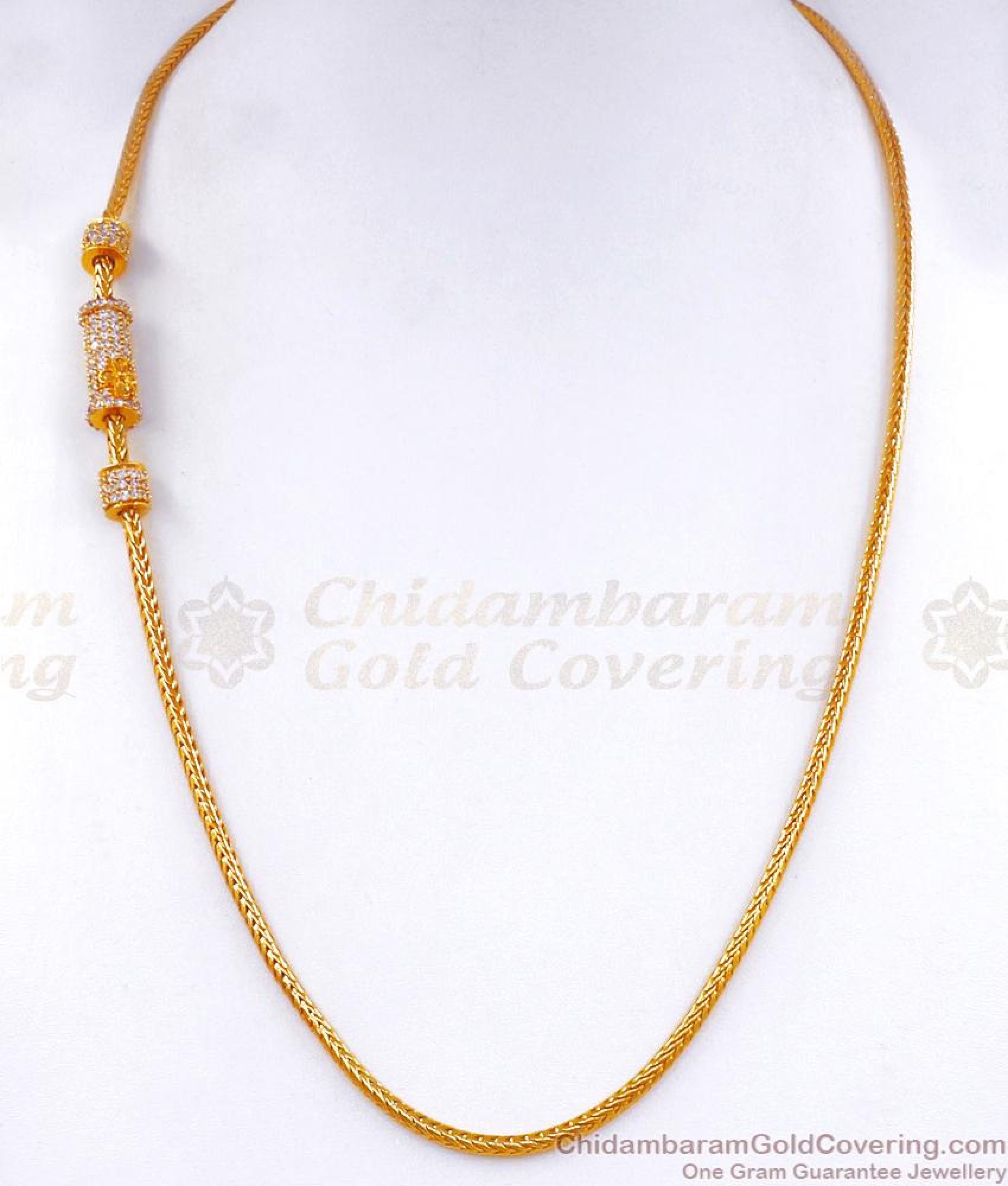 Traditional Gold Plated Mopu Thali Chain Side Pendant AD Stone ...