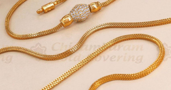 Latest 1 Gram Gold Side Pendant Thali Chain Mopu Designs MCH1281