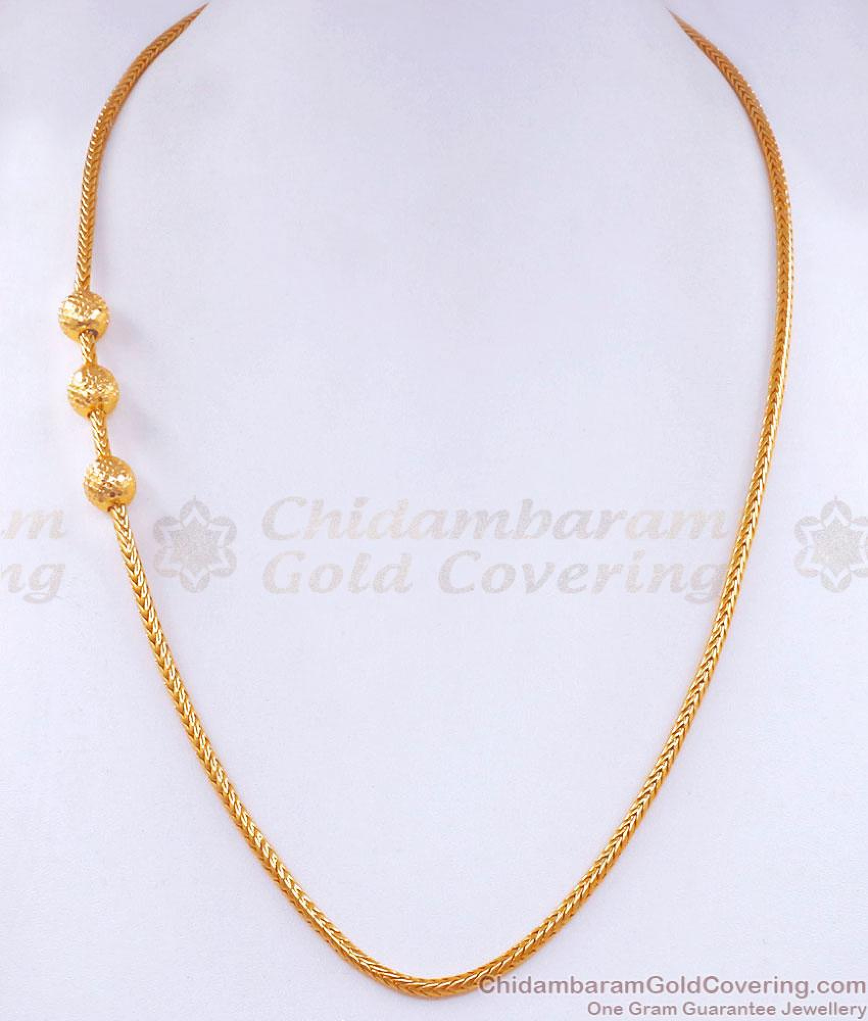Regular Use Gold Plated Ball Mugappu Chain Dotted Design MCH1311