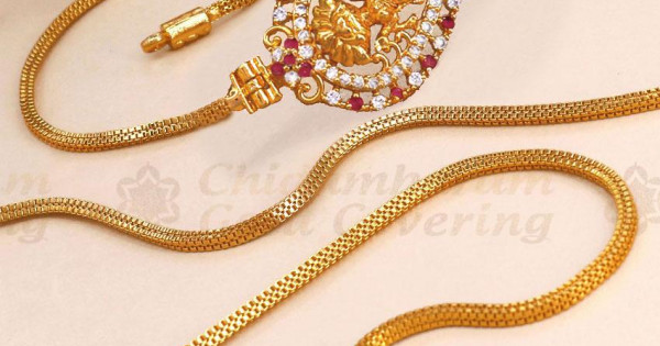 Ad Ruby White Stone Big Lakshmi Pendant Thali Chain MCH1356