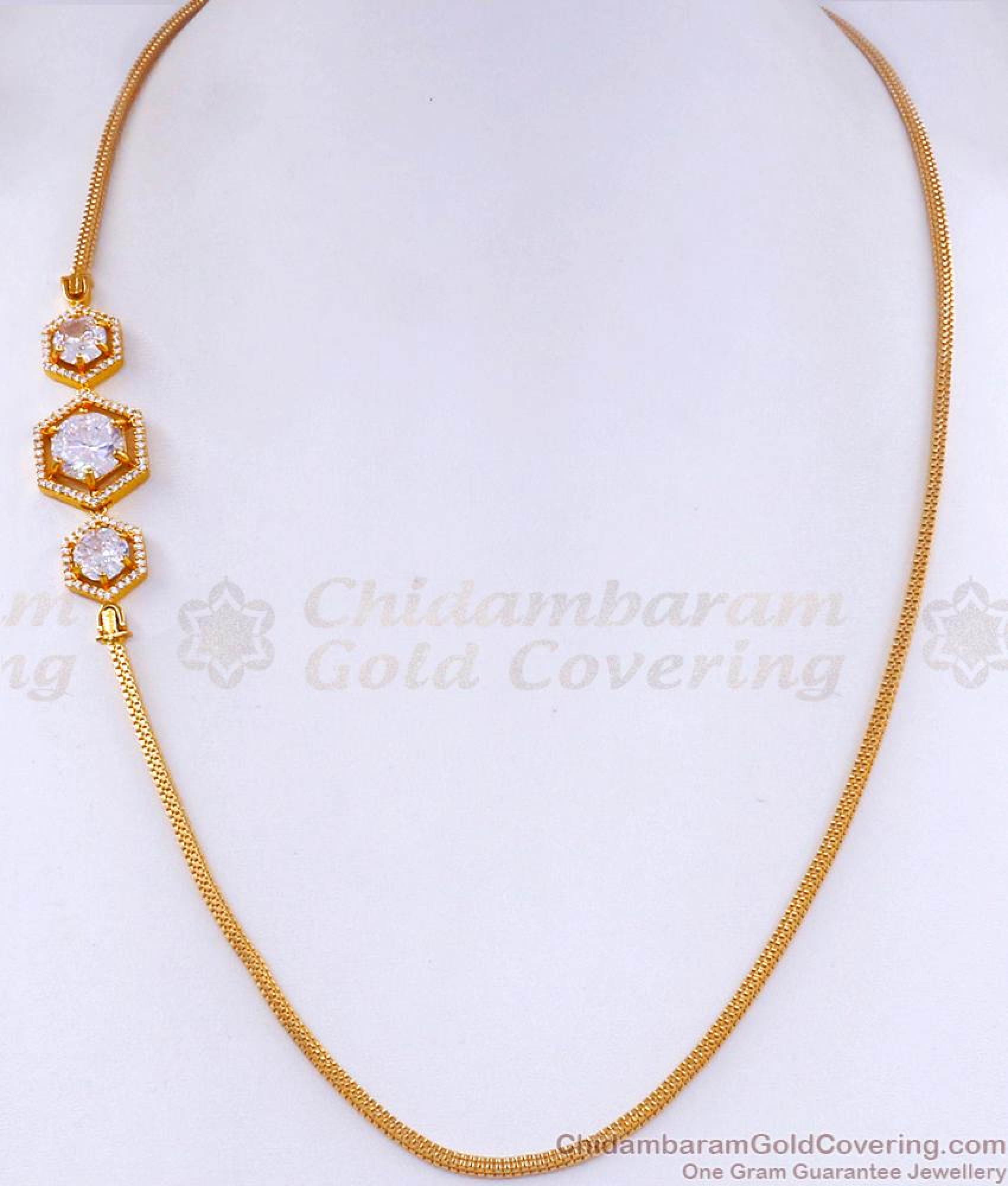 New Model Diamond Mugappu Womens Gold Thali Chain MCH1376