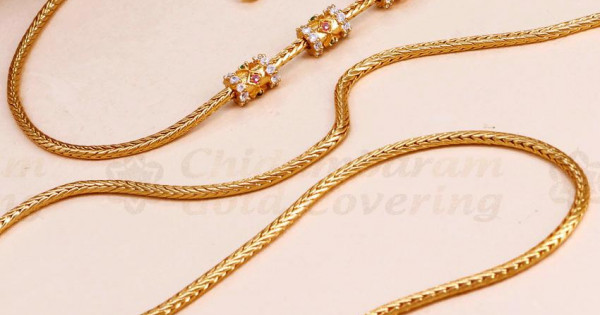 Traditional One Gram Gold Thali Chain Stone Mugappu MCH1401