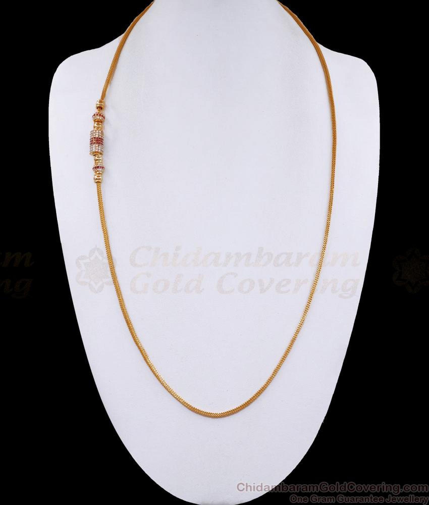 30 Inch Long Gold Designer Mugappu Thali Chain Collections With Stone ...