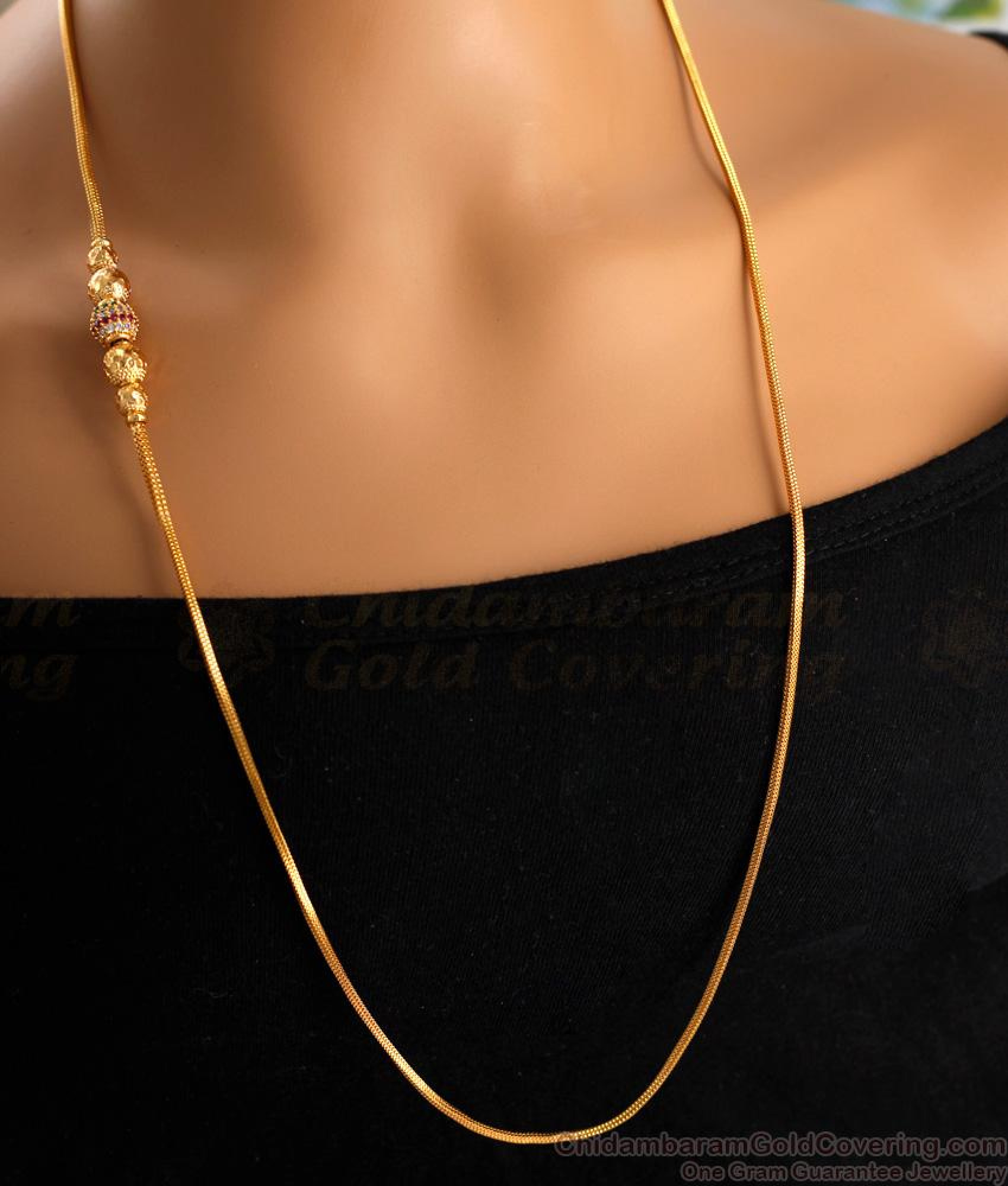 30 Inch Long South Indian Gold Mugappu Thali Chain For Regular Use ...