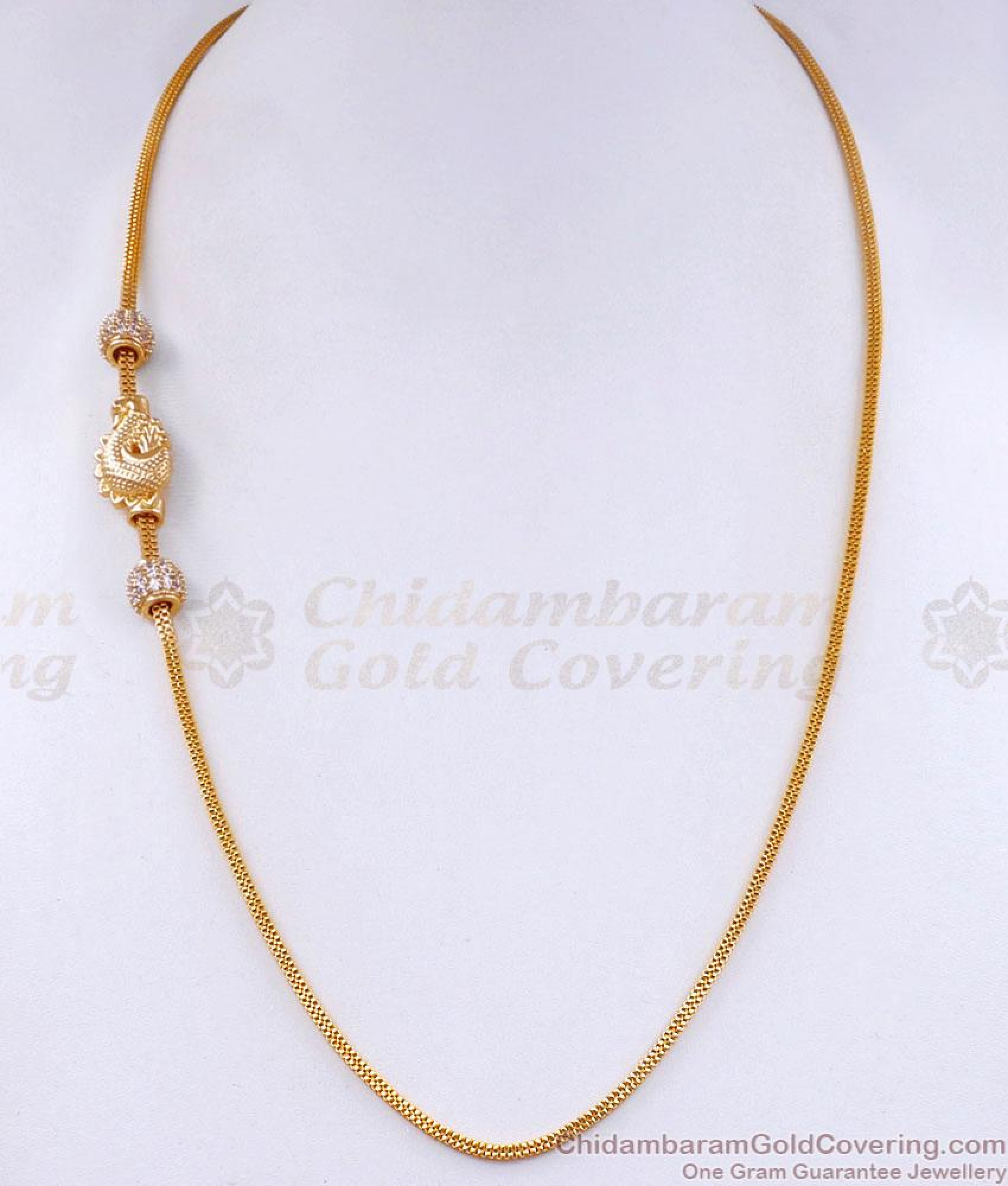 Beautiful Swan Design White Stone Gold Mugappu Designs For Women MCH1433