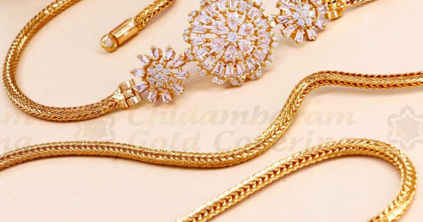 Glittering American Diamond Mopu Gold Thali Chains MCH1451