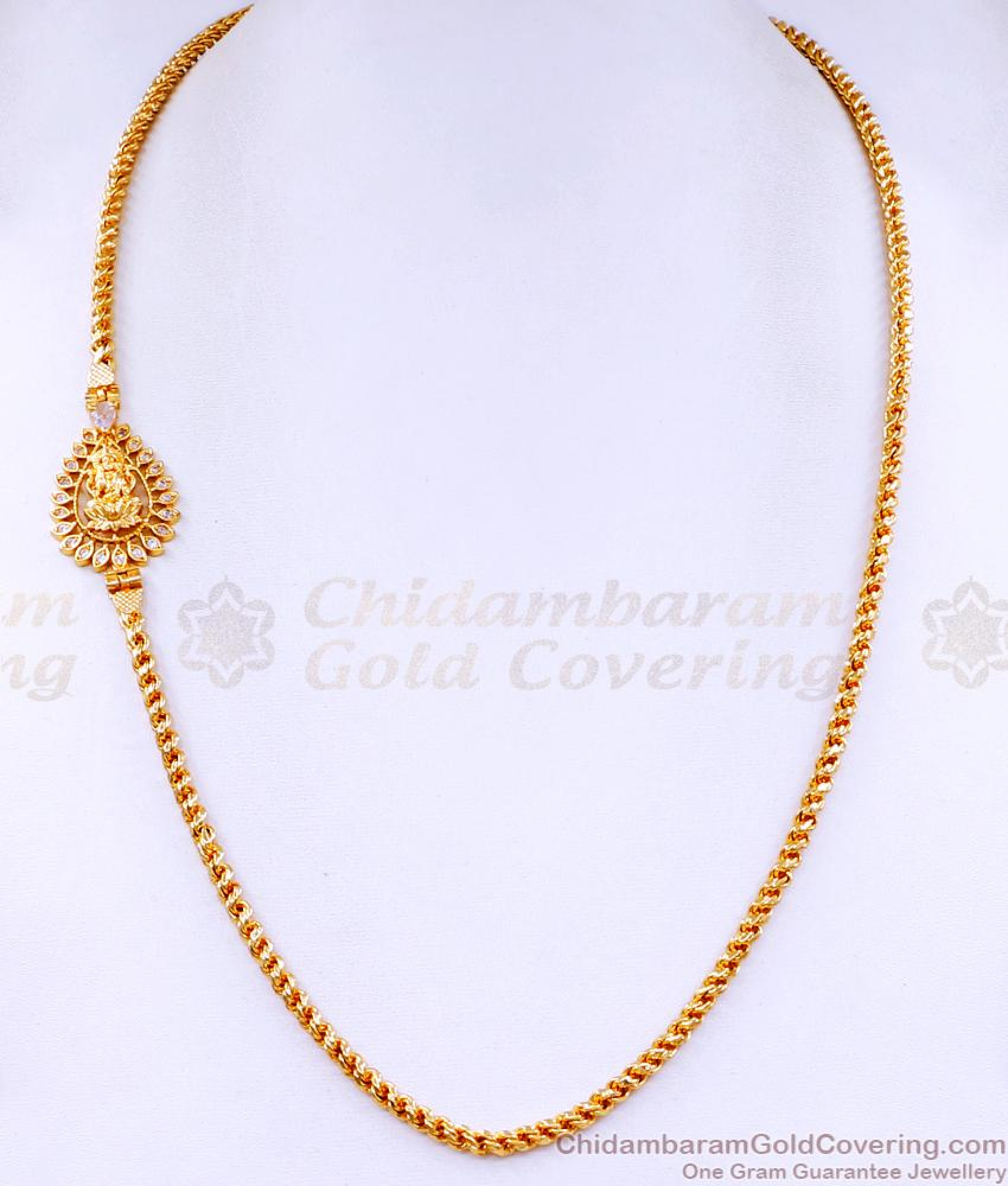 White Stone Gold Imitation Lakshmi Mugappu Thali Chain Shop Online MCH1509