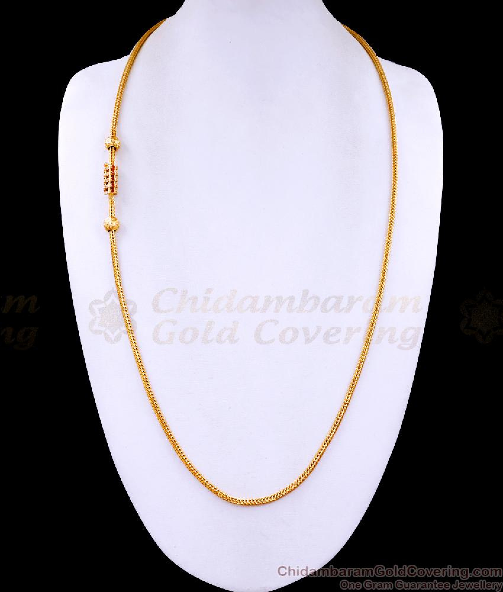 30 Inch Long Ruby White Stone Spiral Gold Mugappu For Married Women ...