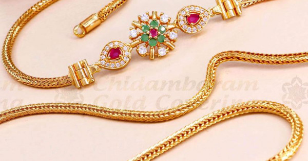 Beautiful Multi Stone Floral Mugappu Thali Chain Design MCH1570