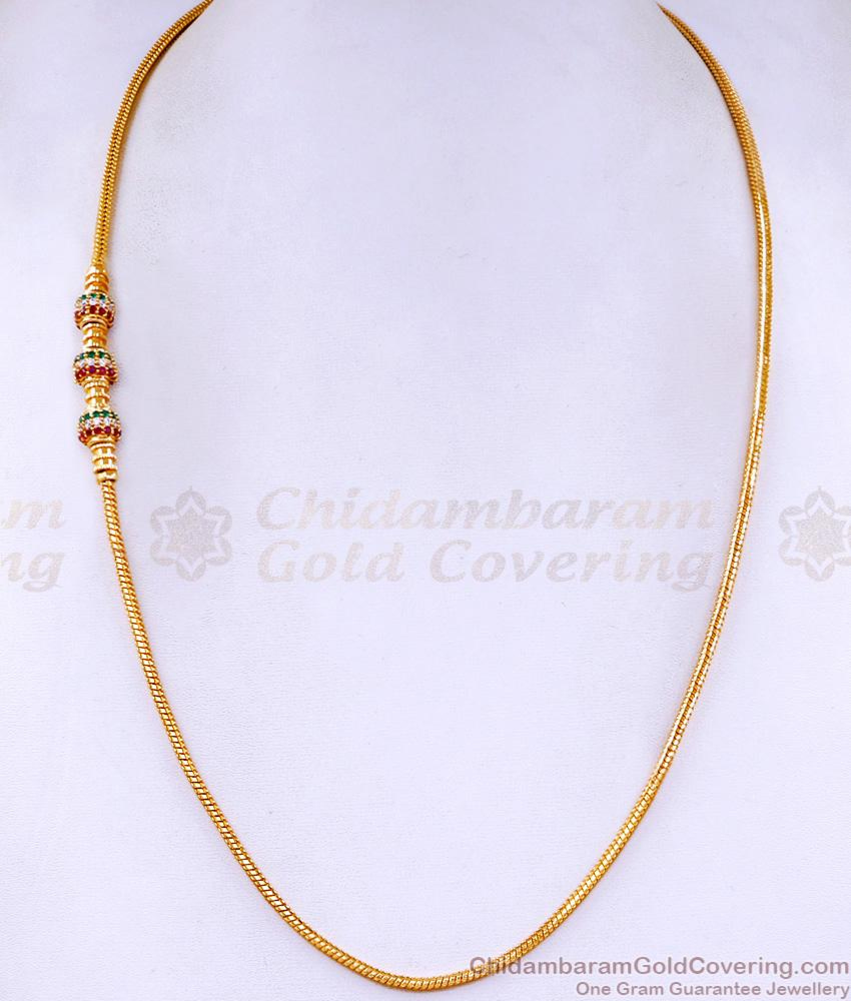 Traditional 1 Gram Micro Gold Ball Mugappu Chain Designs MCH1585