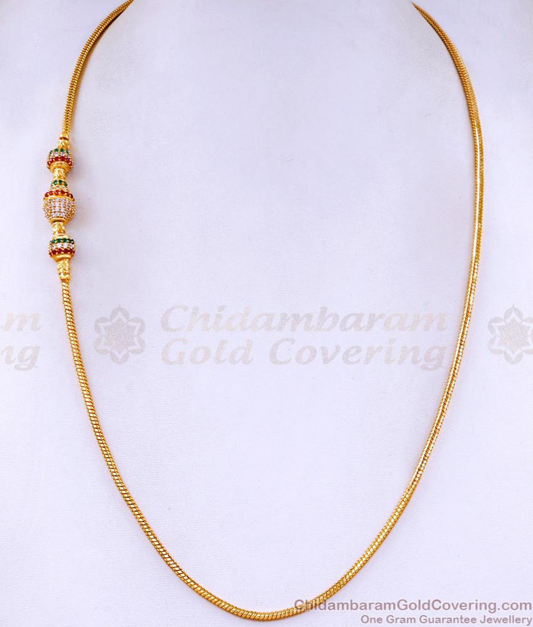 One Gram Gold Plated Ad Stone Mugappu Chain Shop Online MCH1592