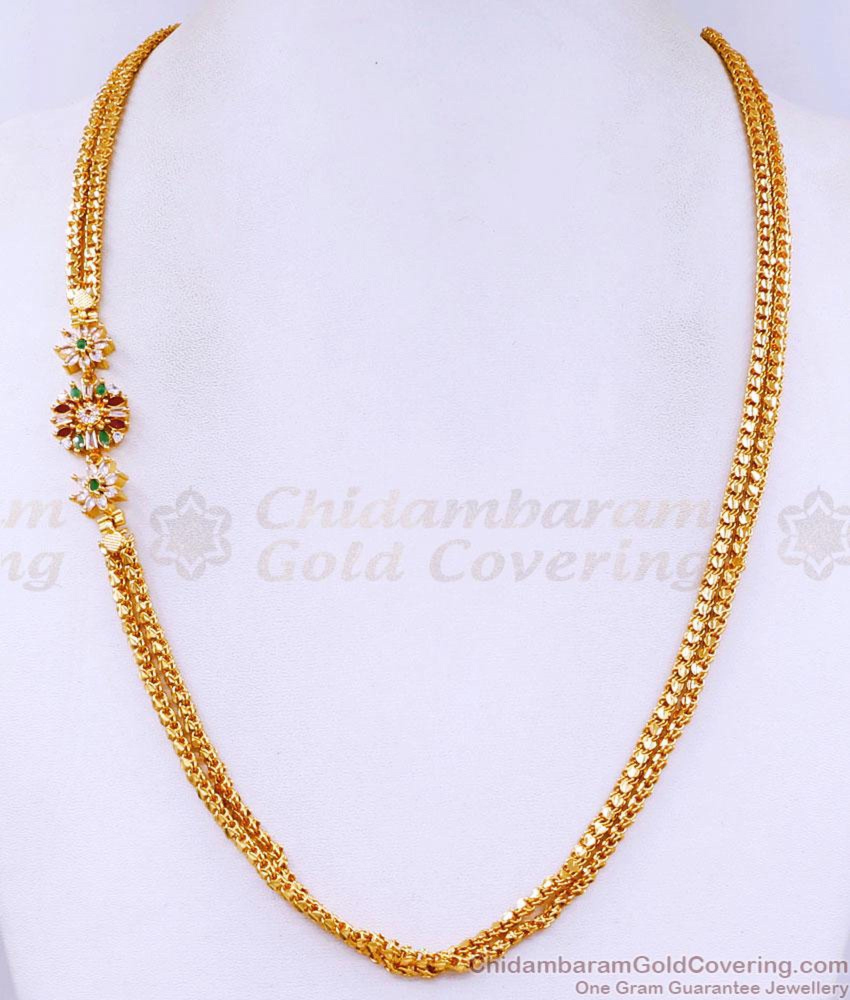 Premium Quality Two Line Gold Plated Thali Chain Floral Design MCH1611