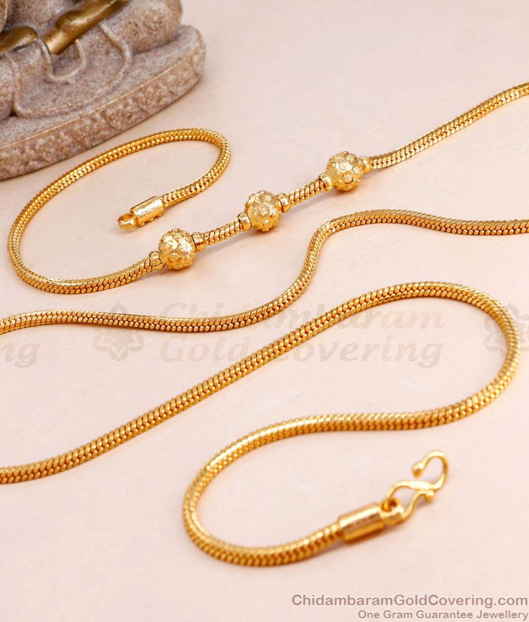 30 Inch Long Plain Ball Mugappu Thali Chain 1 Gram Gold Jewelry MCH1617-Lg